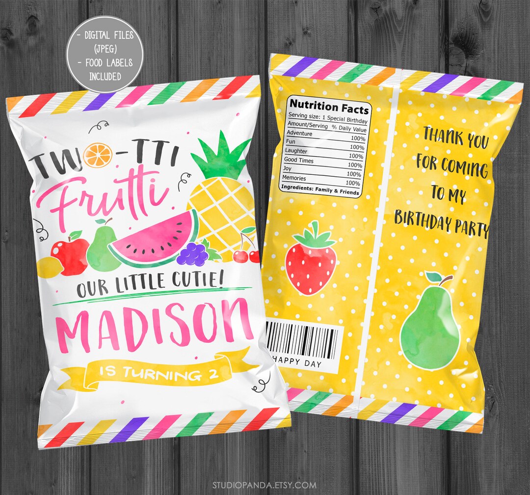 Two Tti Frutti Chip Bag, Personalized, Frutti Favor Bag, Frutti Chip ...