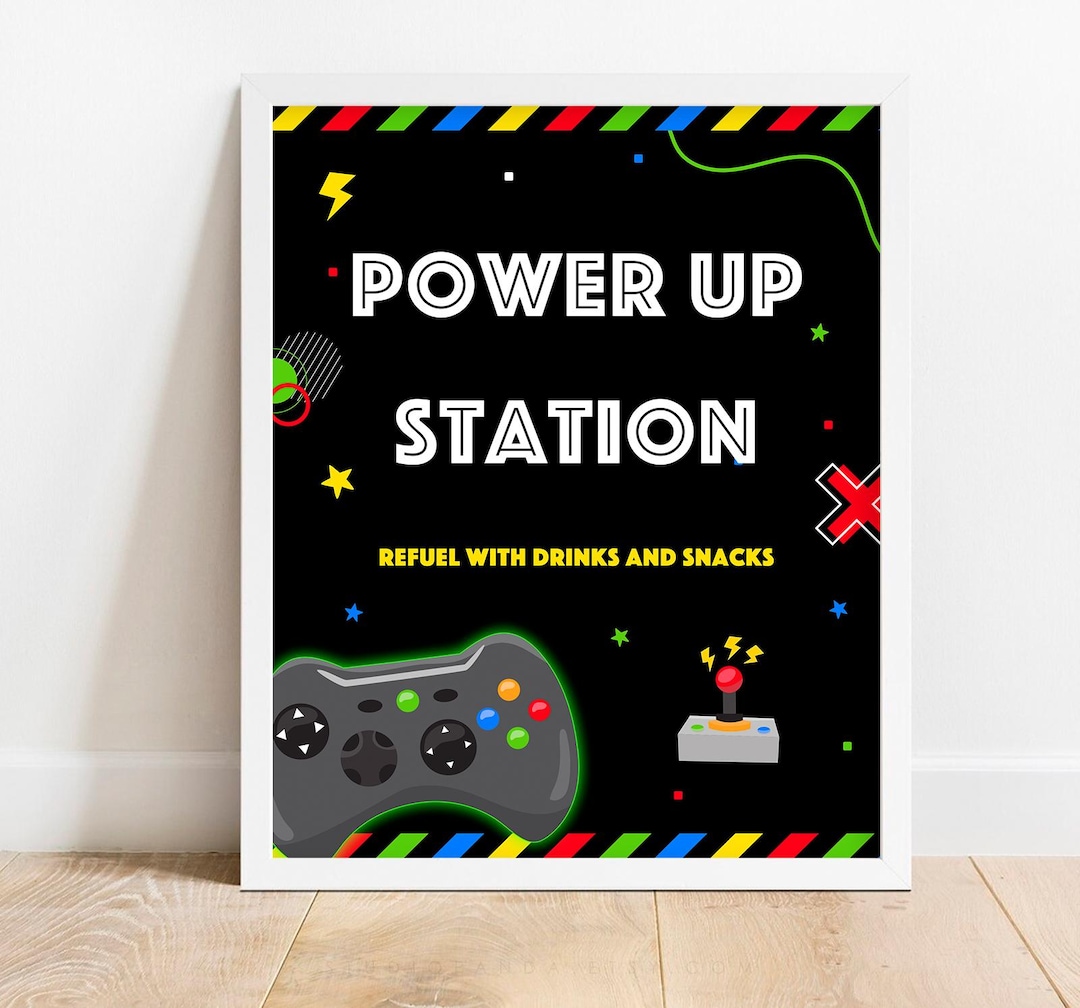 Video Game Power up Station Sign, Instant Download, Video Game Party ...