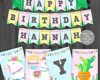 Llama Happy Birthday Banner - Etsy