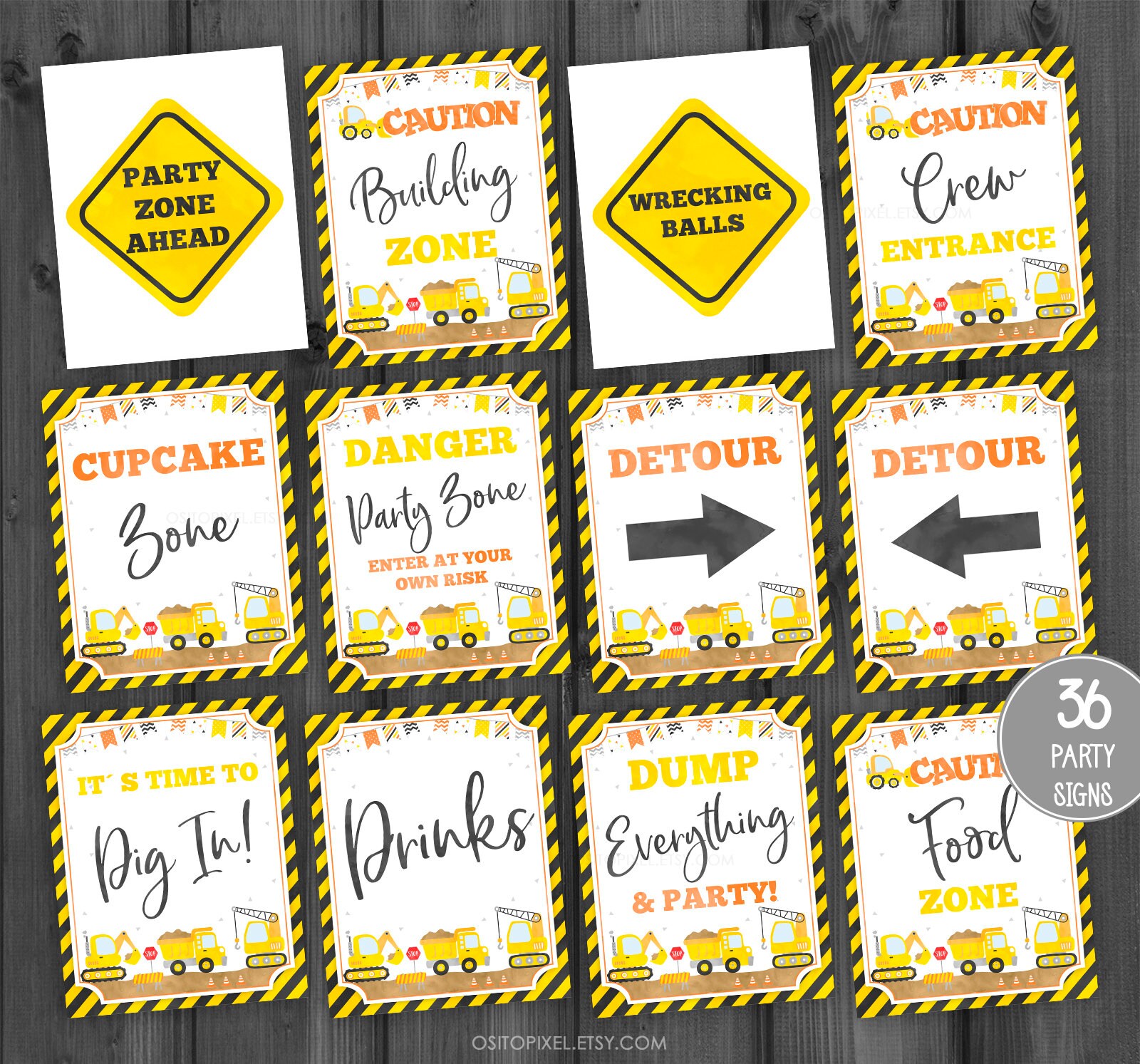 Construction Party Signs Instant Download Construction | Etsy
