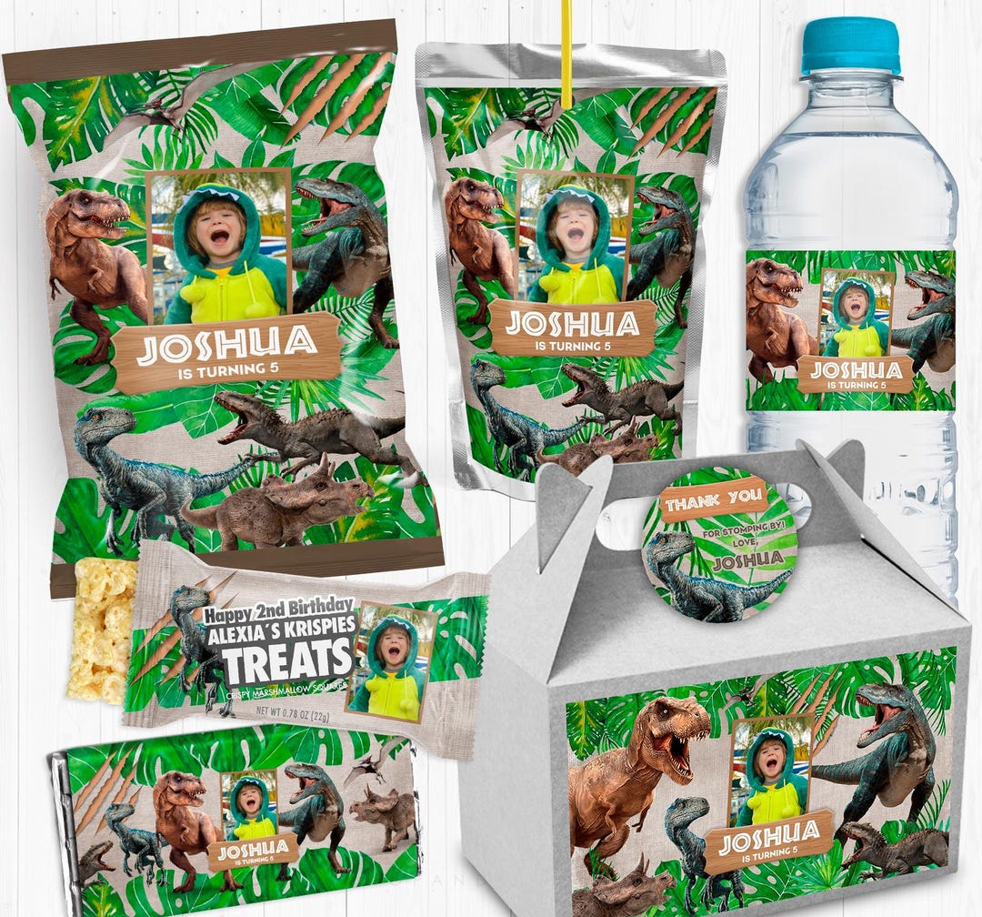 Dinosaur Bundle With Photo, Personalized, Dinosaur Party Decoration ...