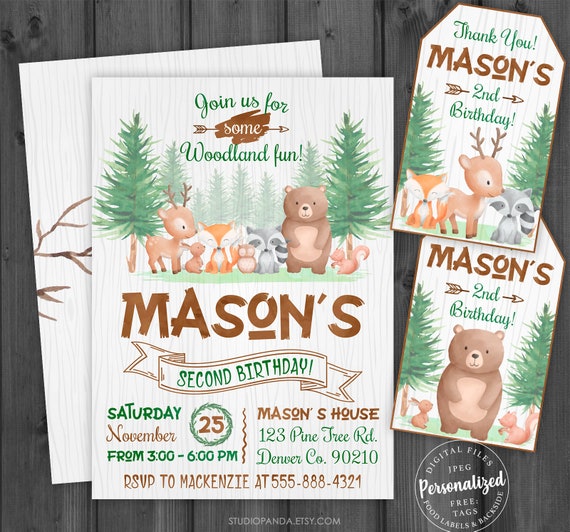 Woodland Animals Invitation 2 Personalized Woodland Invite | Etsy
