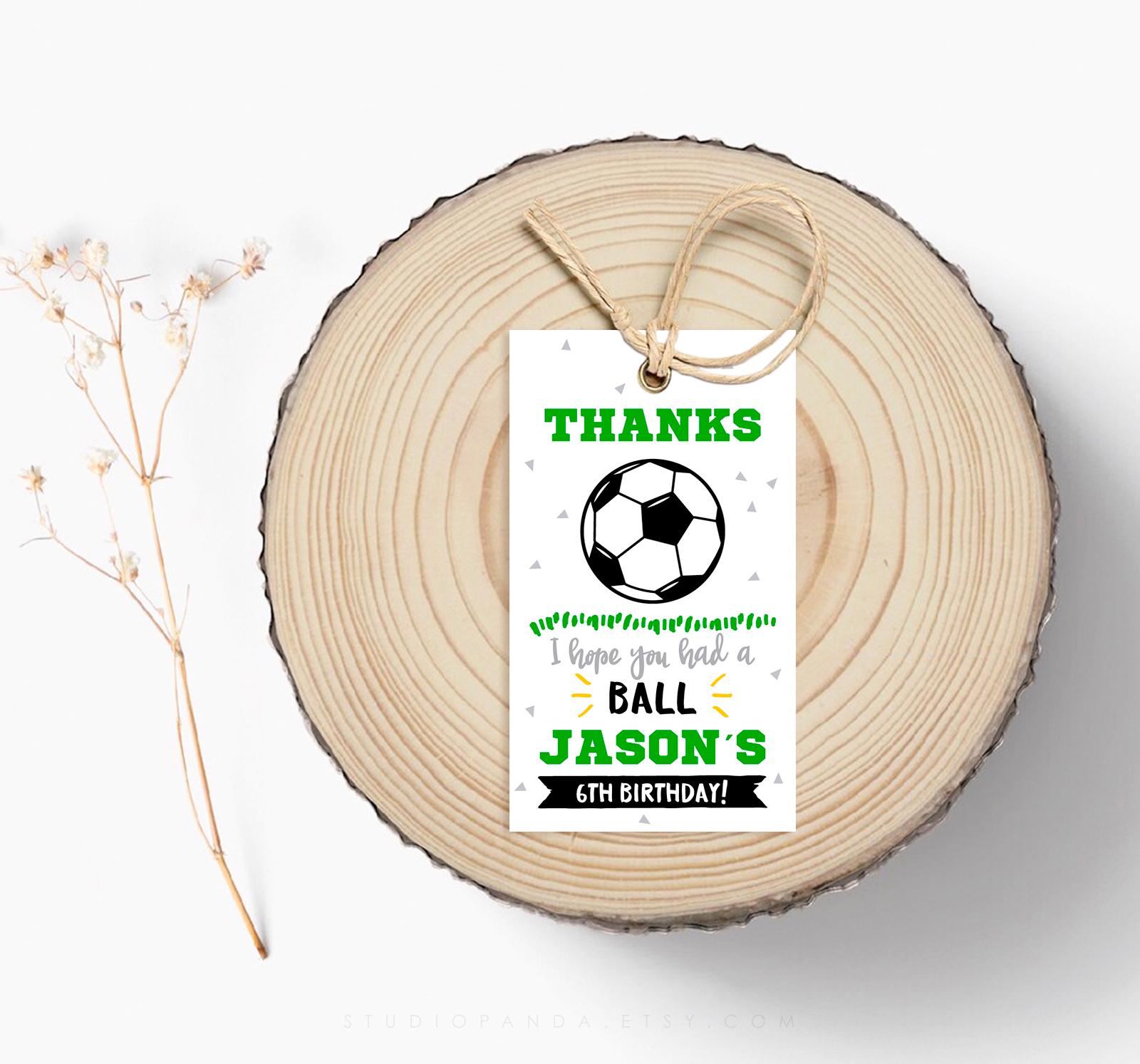 Soccer Favor Tags, Personalized, Soccer Thank You Card, Sports Favor ...