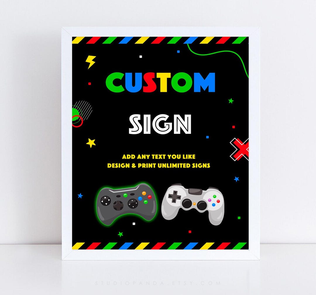 Video Game Custom Sign, Instant Download, Video Game Sign, Video Game ...