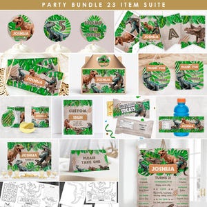 Dinosaur Bundle With Photo, Personalized, Dinosaur Party Decoration ...