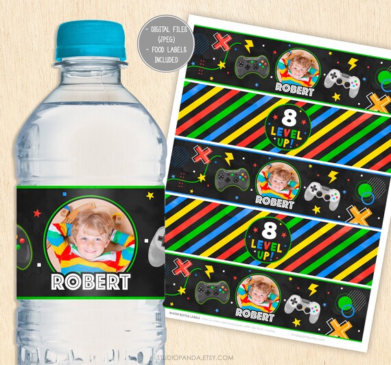 Video Game Water Bottle Labels Personalized Video Game Party - Etsy