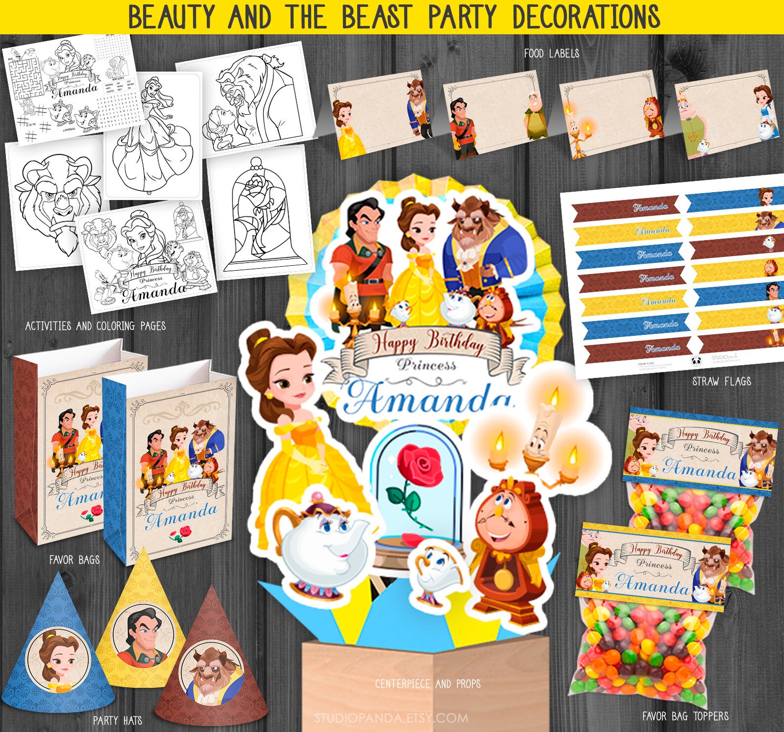 Beauty and the Beast Party Decorations, Personalized, Beauty Package ...