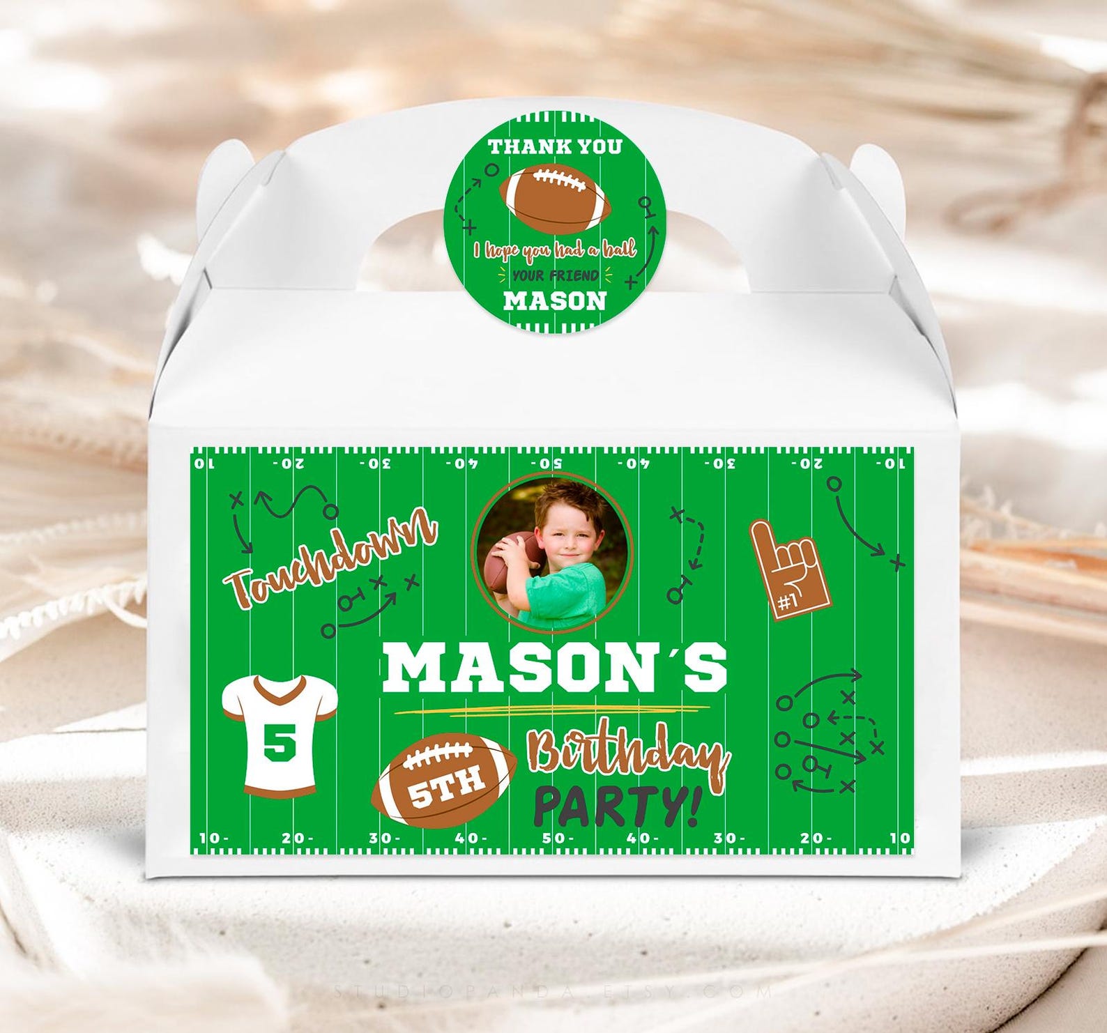 Football Gable Box Label With Photo, Personalized, Football Label ...