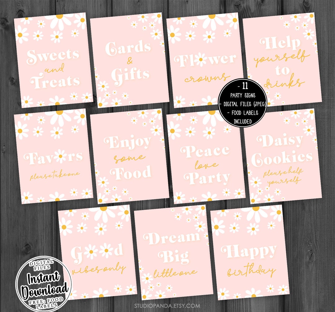 Daisy Flower Signs, Instant Download, Daisy Decoration, Daisy Birthday ...