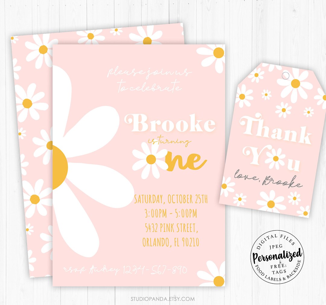Daisy Flower Invitation 3, Personalized, Daisy Decoration, Daisy ...
