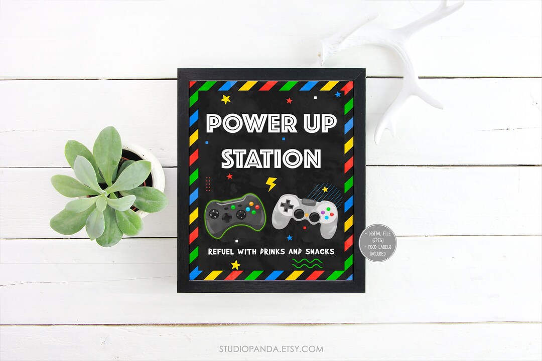 Video Game Power up Station Sign, Instant Download, Video Game Party ...
