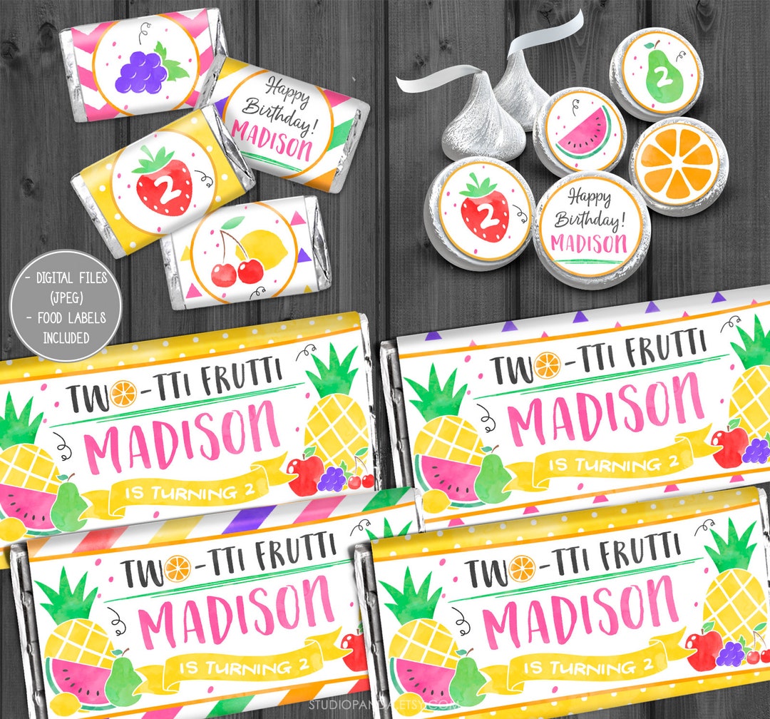 Two Tti Frutti Candy Bar Wrappers, Personalized, Tutti Frutti Twotti ...