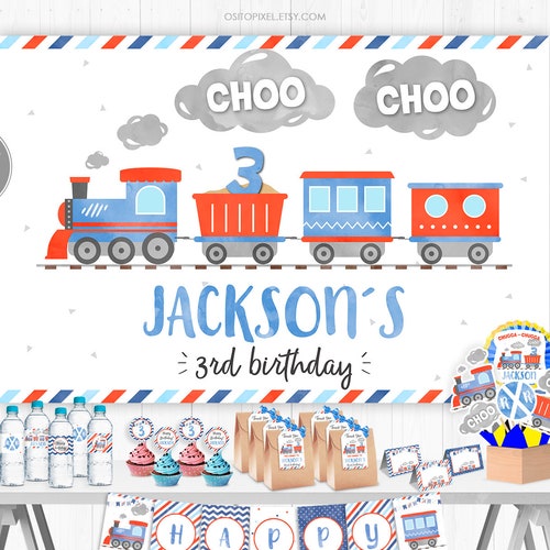 Train Backdrop Party Personalized Background Banner Poster | Etsy