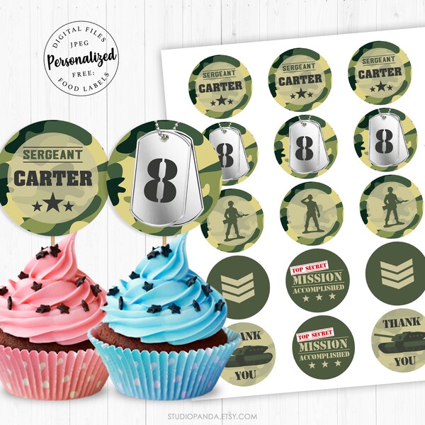 Army Cupcake Toppers - Etsy