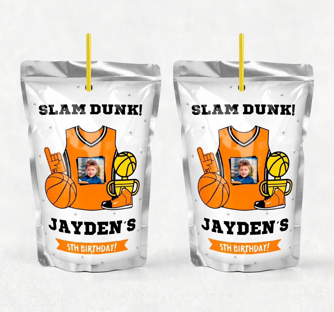 Asketball Juice Label With Photo, Personalized, Basketball Juice Pouch ...