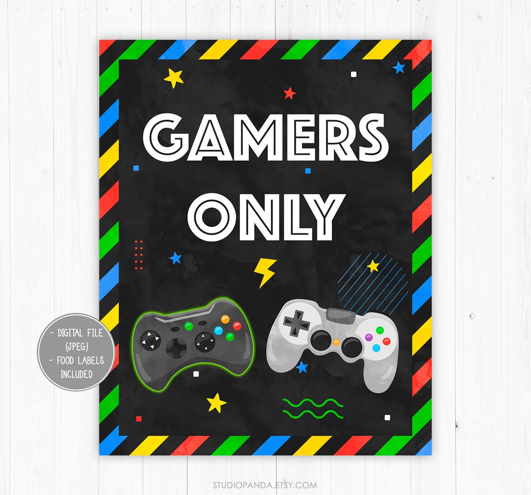 Video Game Gamer Only Sign Instant Download Video Game Party - Etsy