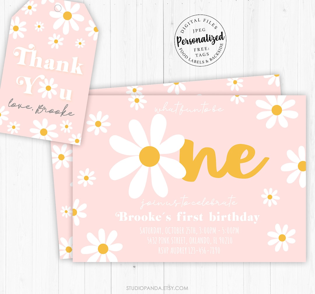 Daisy Flower Invitation 4, Personalized, Daisy Decoration, Daisy ...