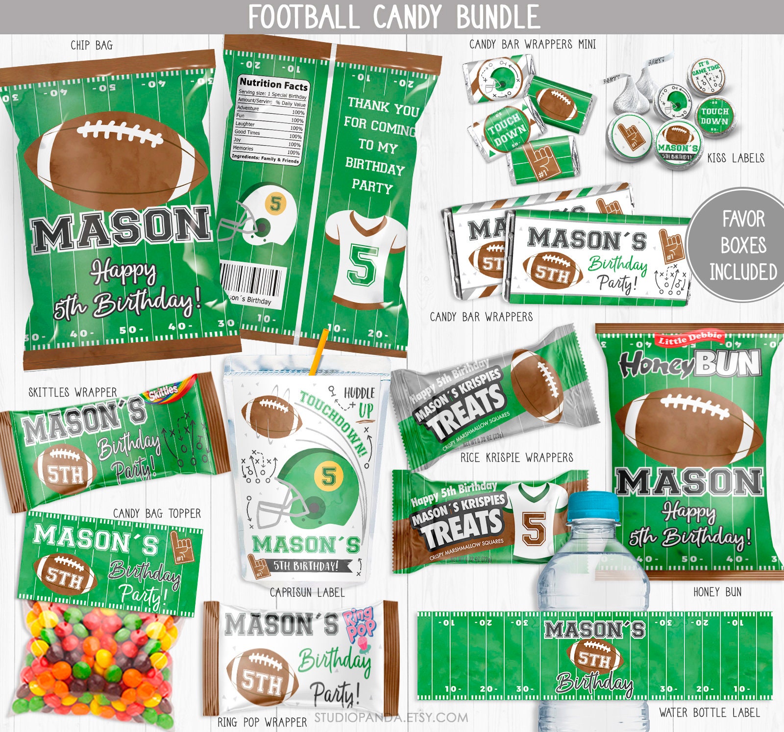 Football Candy Package Personalized Football Party Bundle | Etsy
