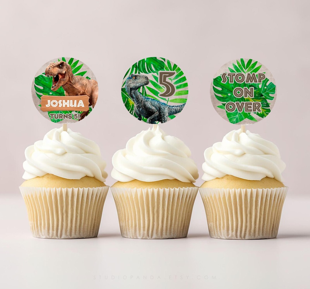 Dinosaur Cupcake Toppers, Instant Download, Dinosaur Decoration ...