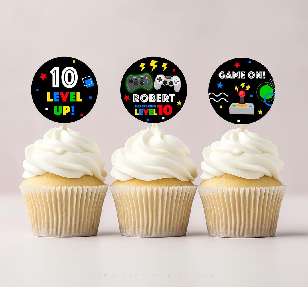 Video Game Cupcake Toppers, Instant Download, Gamer Toppers, Video Game ...