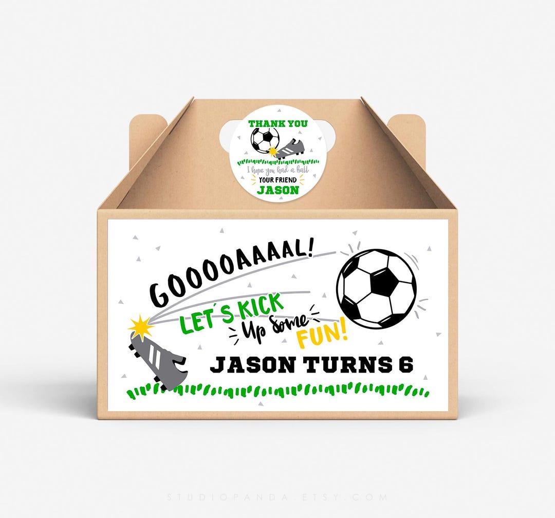 Soccer Gable Box Label, Instant Download, Soccer Label, Soccer Favor ...