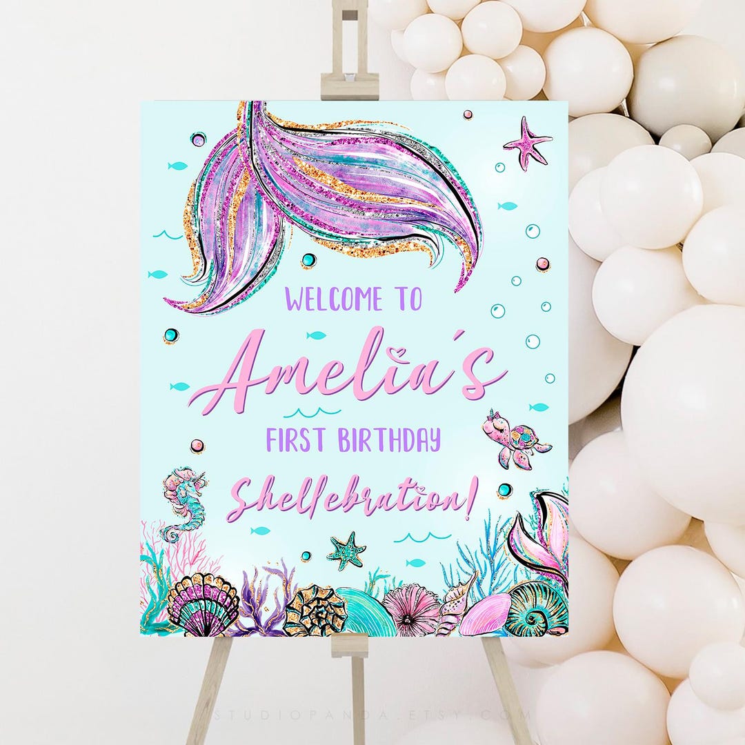 Mermaid Welcome Sign, Instant Download, Mermaid Banner, Mermaid Sign ...