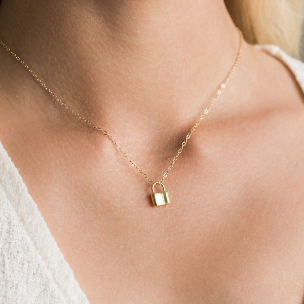 Gold Lock Necklace - Etsy