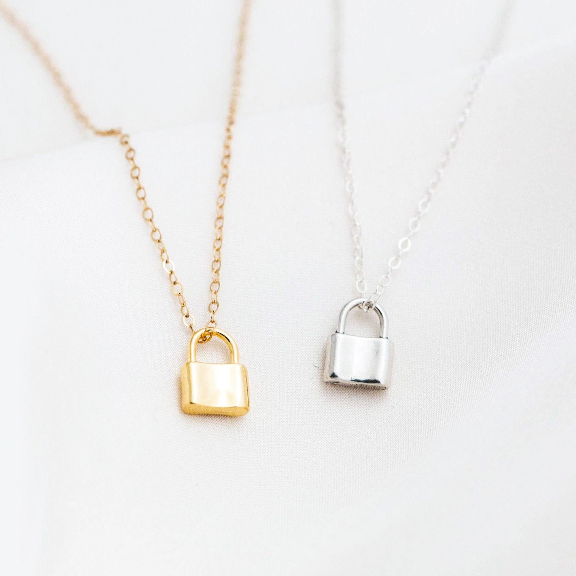 Sterling Silver Lock Necklace / Dainty Padlock Necklace / Love Lock ...