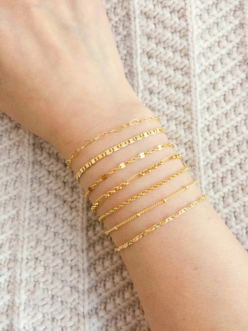 Thin Gold Bracelet / Dainty Gold Chain Bracelet / Delicate | Etsy Thin Gold Bracelet / Dainty Gold Chain Bracelet / Delicate | Etsy