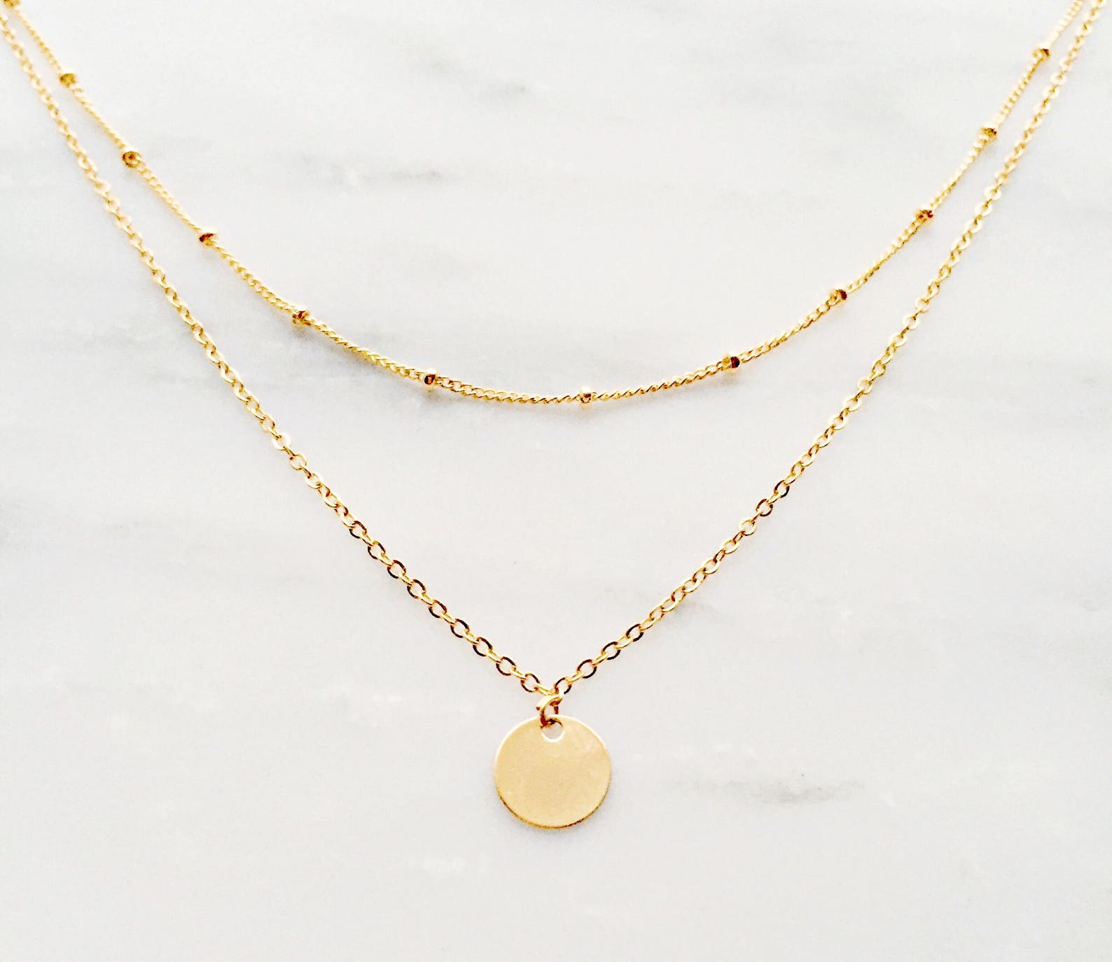 Gold Layered Necklace / Satellite Chain Necklace / Gold - Etsy