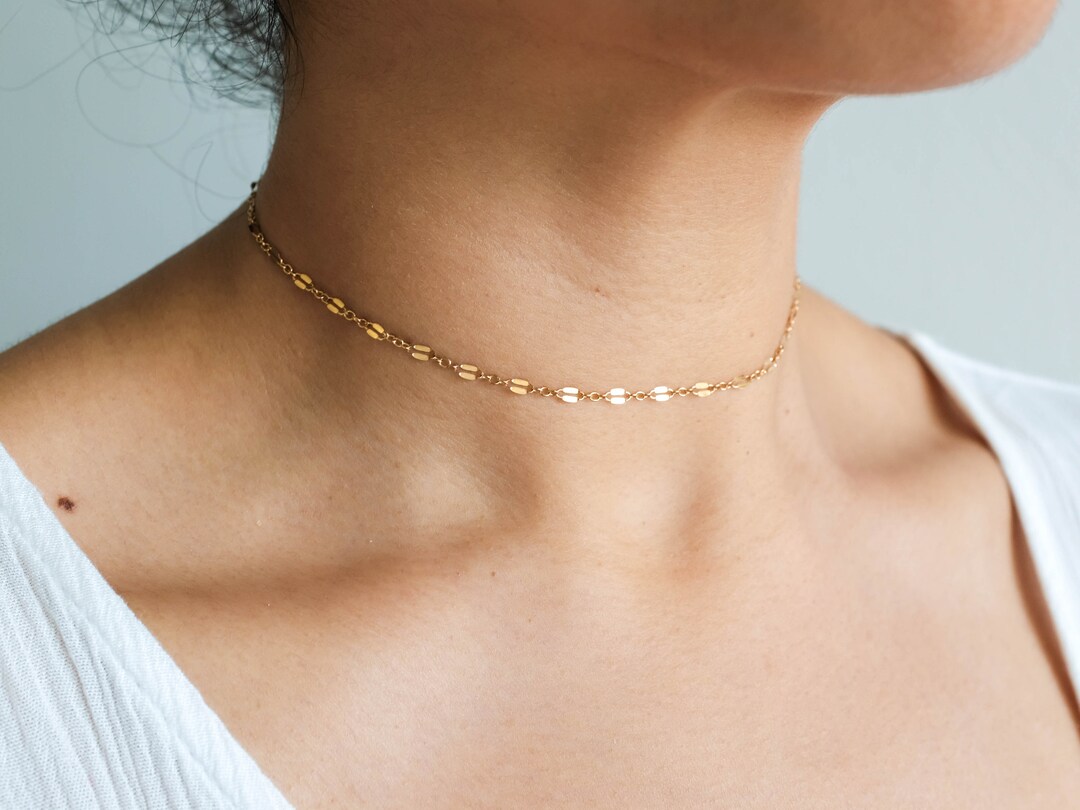 Dainty Gold Choker / Gold Chain Choker / Gold Lace Choker / Chain Lace ...