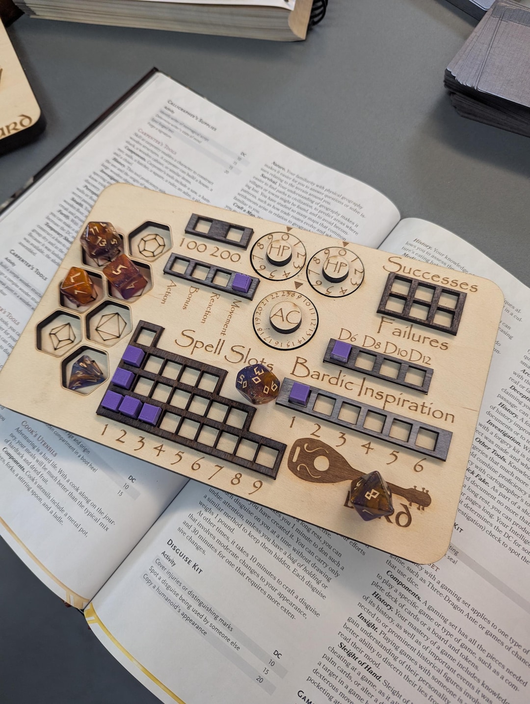 Deluxe Handmade Laser Cut Wooden Bard Class Board for Dungeons and ...