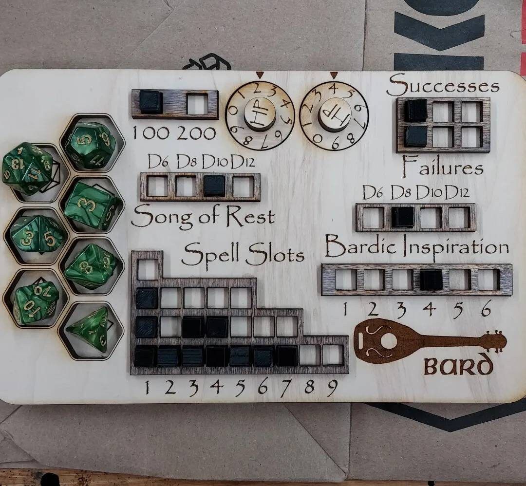 Deluxe Handmade Laser Cut Wooden Bard Class Board for Dungeons - Etsy