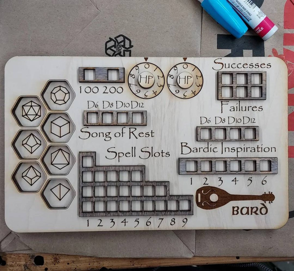 Deluxe Handmade Laser Cut Wooden Bard Class Board for Dungeons - Etsy