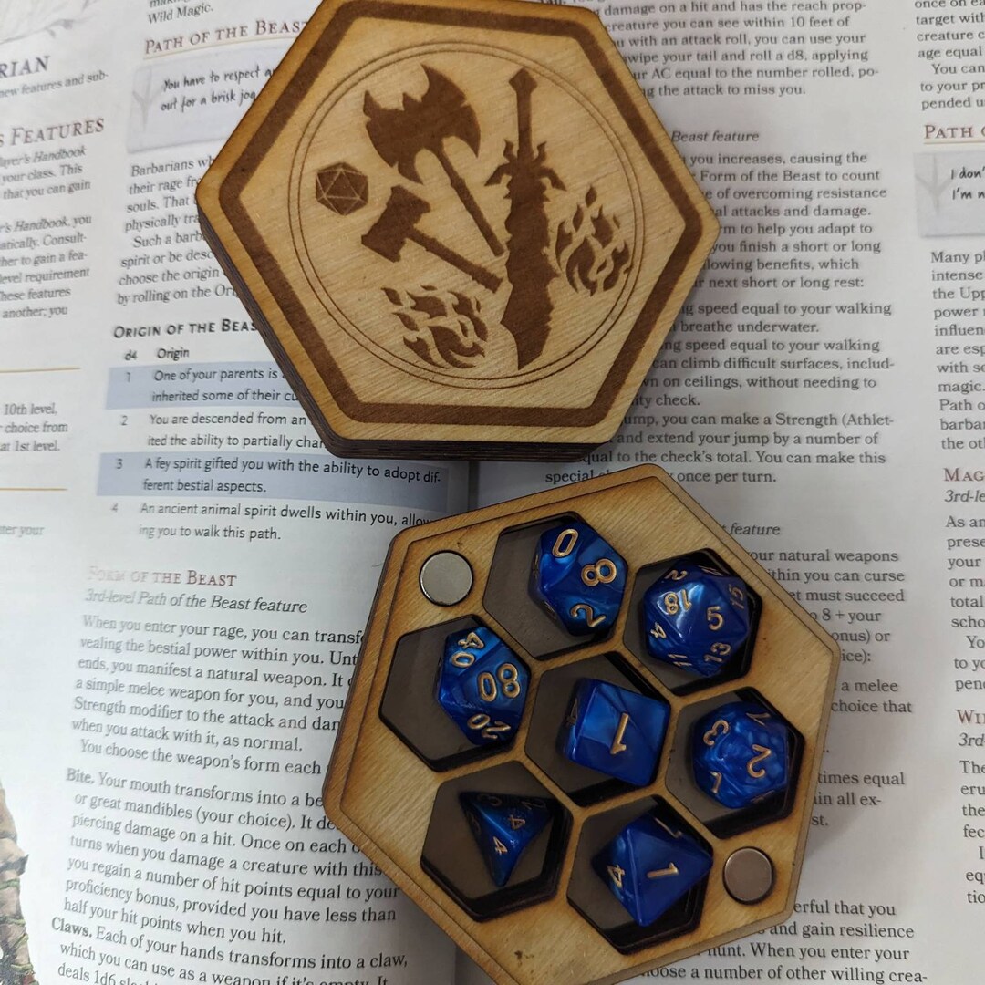 Handmade Barbarian Fighter Warrior Themed Wooden Dicebox for 7 ...