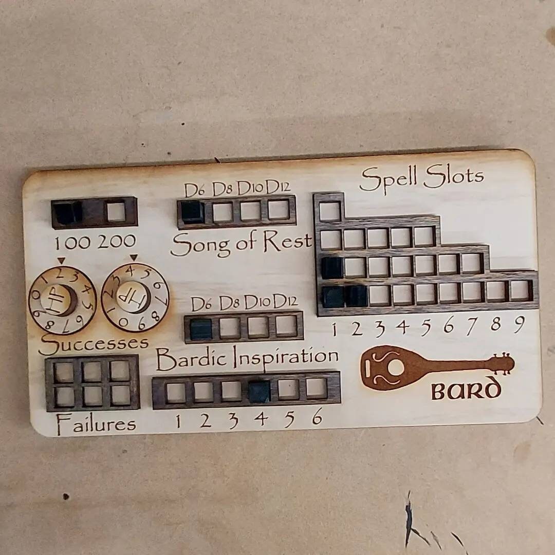 Standard Handmade Laser Cut Wooden Bard Class Board for Dungeons and ...