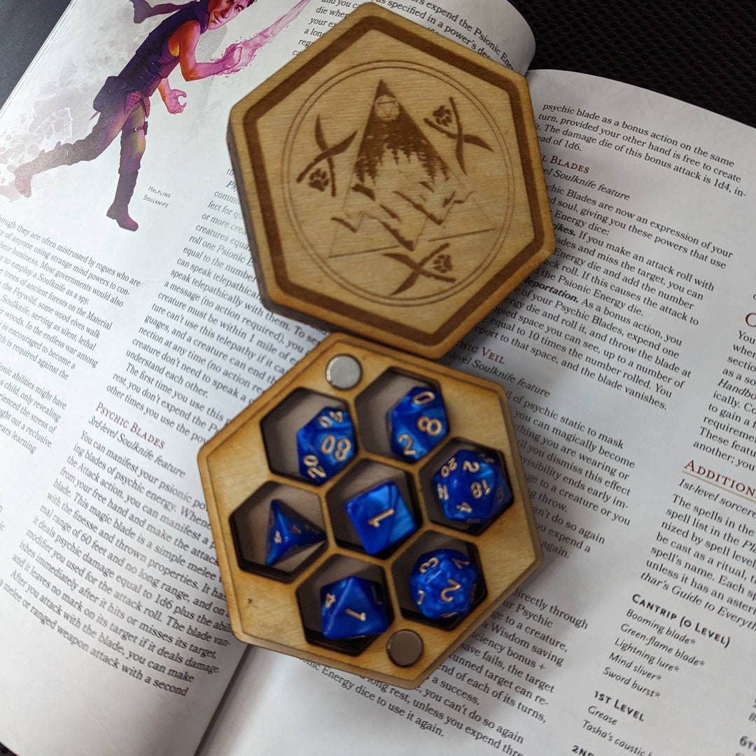 Handmade Ranger Themed Wooden Dicebox for 7 Polyhedral Dice--multiple ...