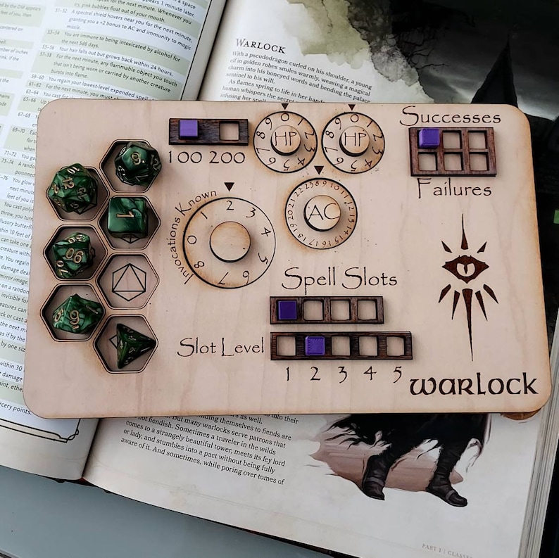Deluxe Handmade Laser Cut Wooden Warlock Class Board for Dungeons and ...