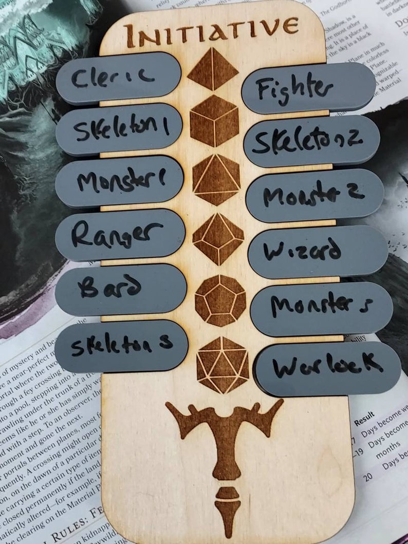 Deluxe Handmade Combat Initiative Tracker for Dnd, Dungeons and Dragons, Pathfinder, and ...