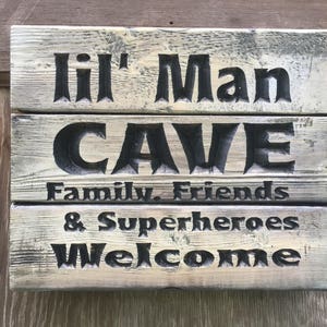 Carved Lil Man Cave Sign - Boys Room Decor - Baby Boy's Room - FREE ...