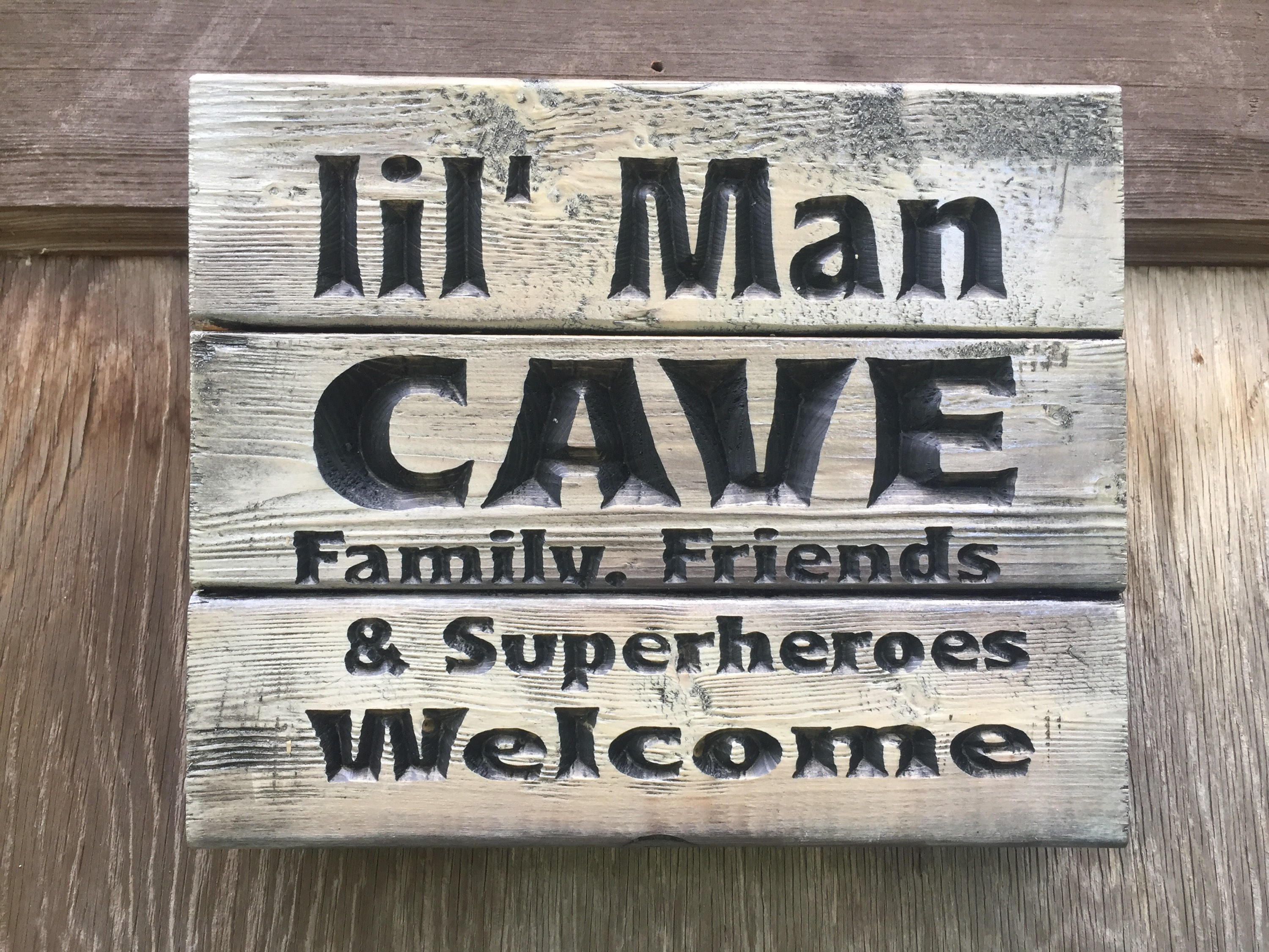 Carved Lil Man Cave Sign - Boys Room Decor - Baby Boy's Room - FREE ...
