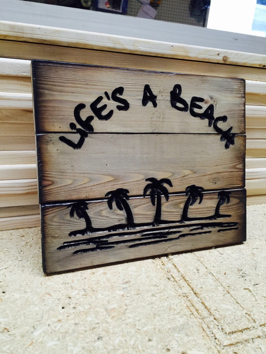 Carved Life's A Beach Pallet Sign, FREE SHIPPING in the USA, Beach ...