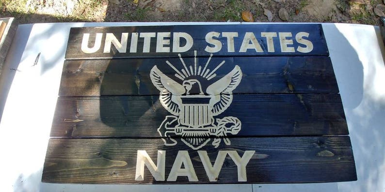 Carved United States Navy sign | Etsy