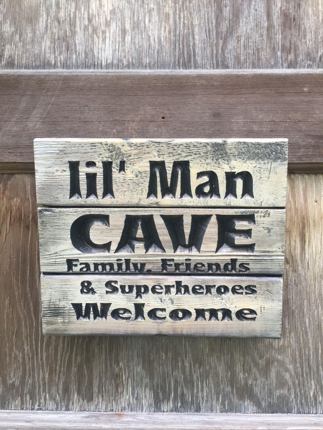 Carved Lil Man Cave Sign - Boys Room Decor - Baby Boy's Room - FREE ...