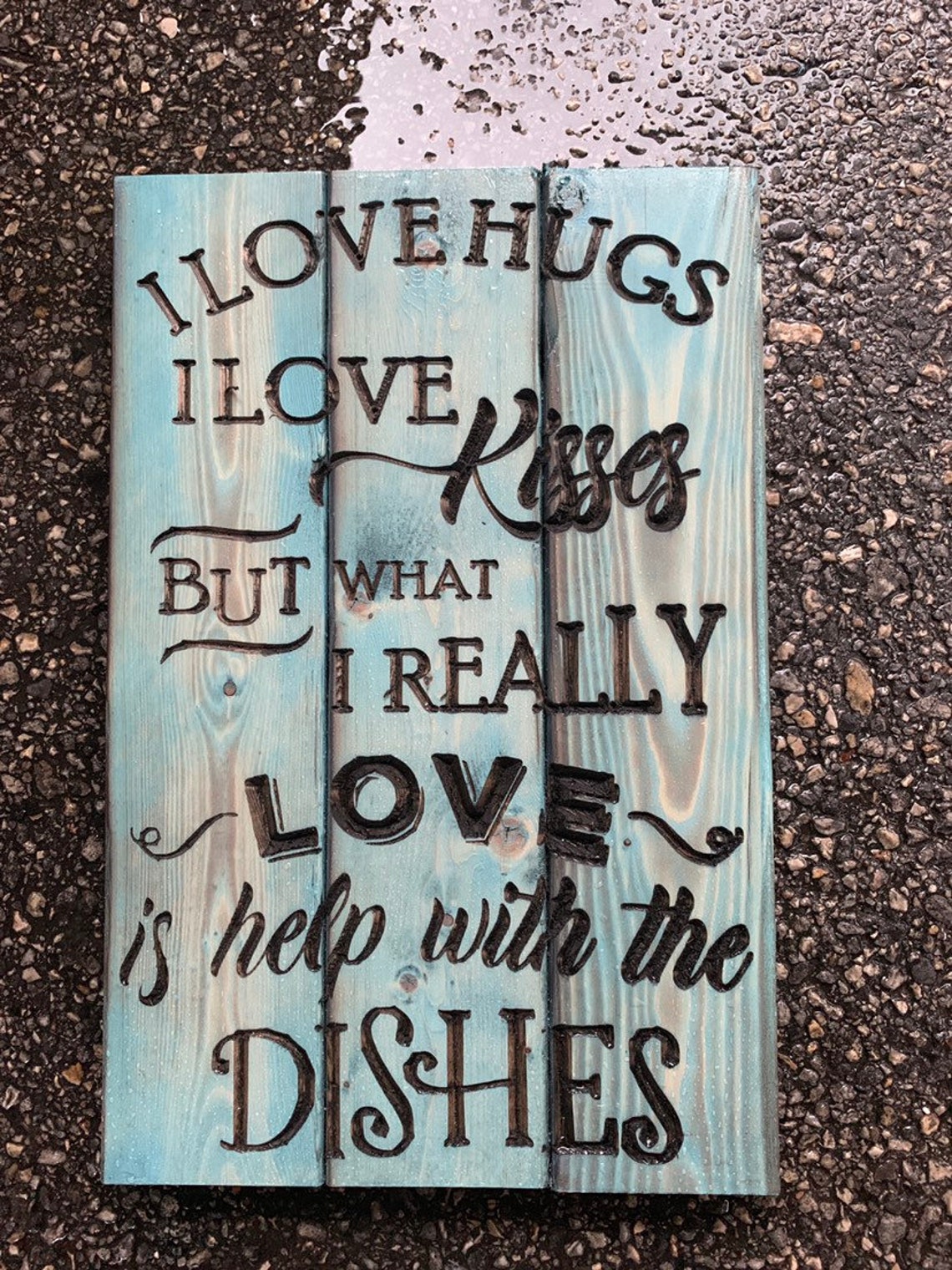 Carved I Love Hugs Wooden Sign Mothers Day gift Kitchen | Etsy