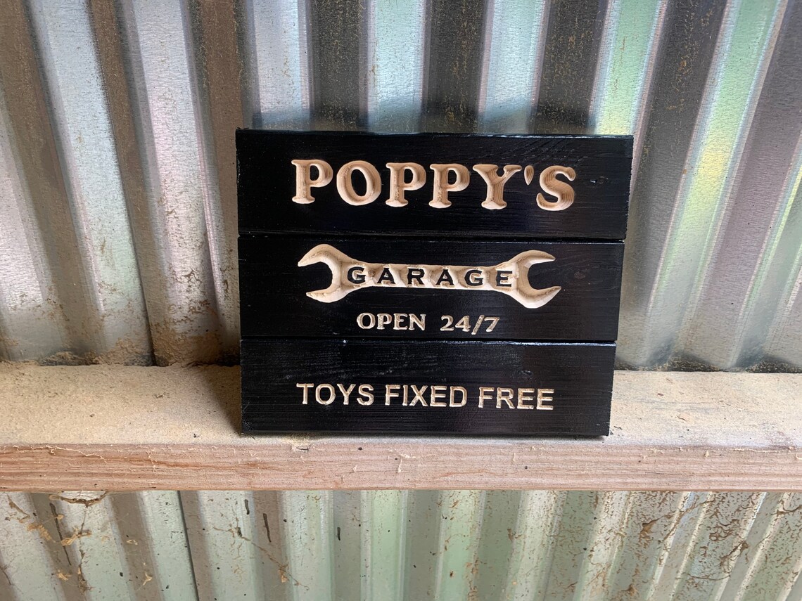 Carved Poppys GARAGE Sign FREE SHIPPING in the usa Fathers | Etsy