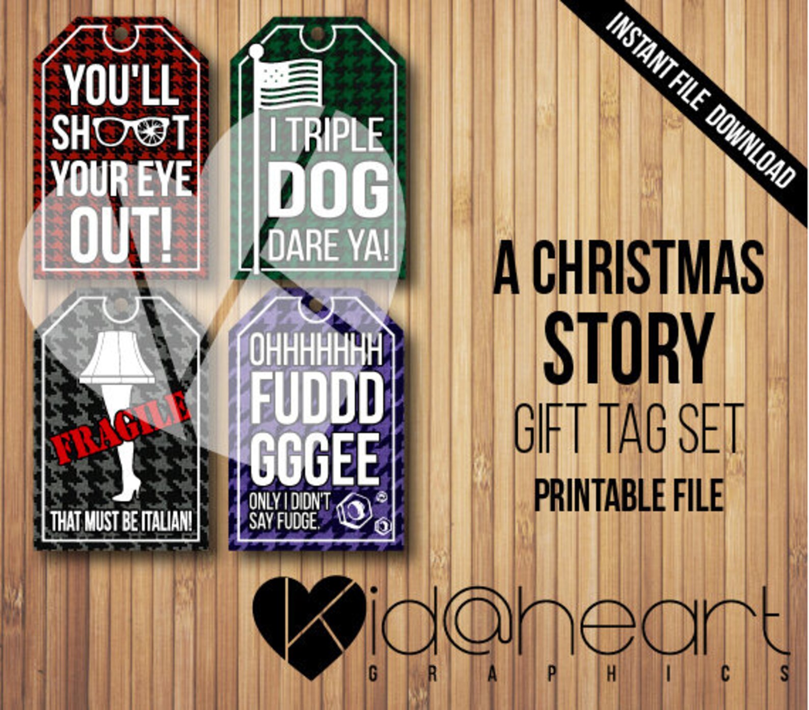 A Christmas Story / Gift Tag Set / Printable File / Houndstooth / Funny ...