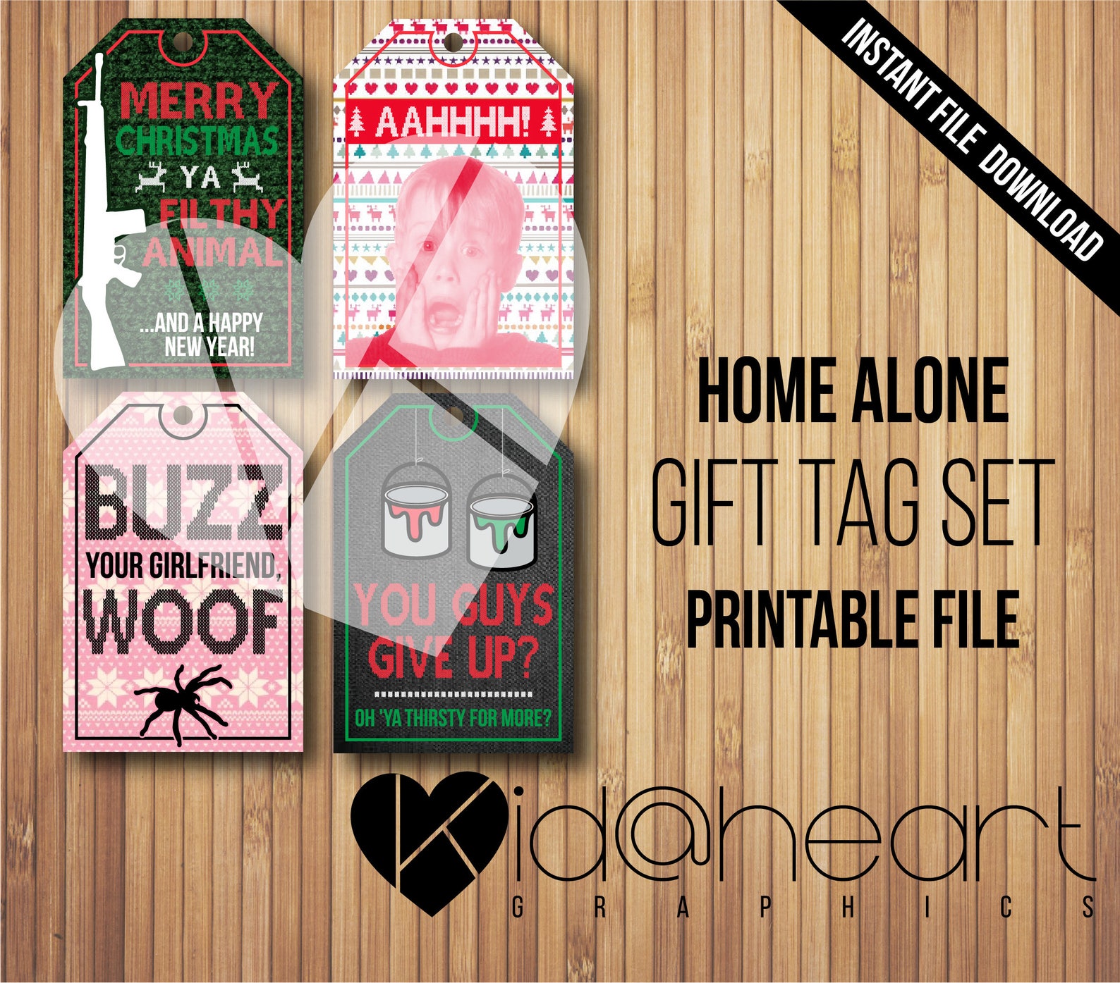 Home Alone Movie / Gift Tag Set / Printable File / Ugly Merry Christmas ...