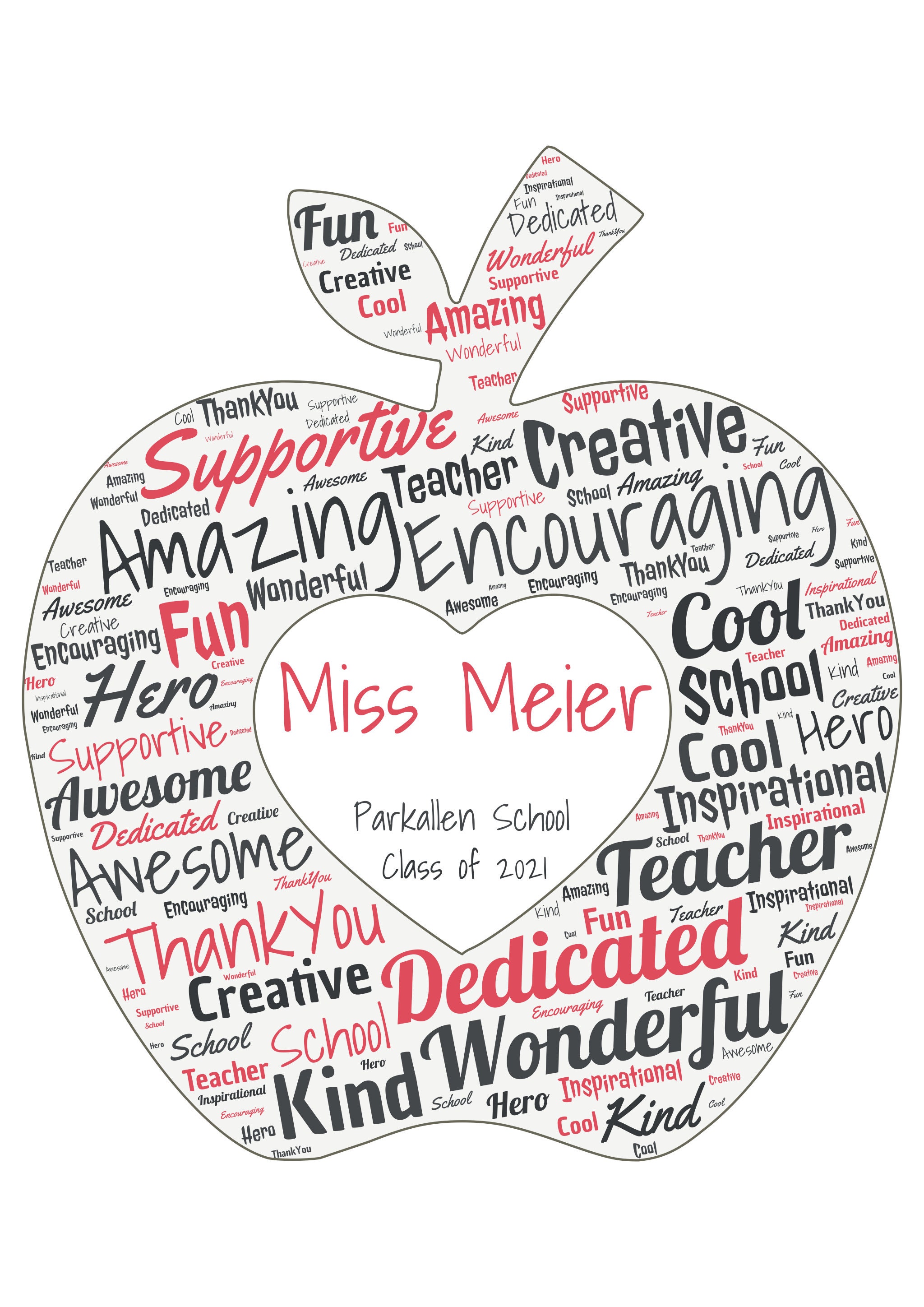 Teacher Gift Personalized Word Art | Etsy