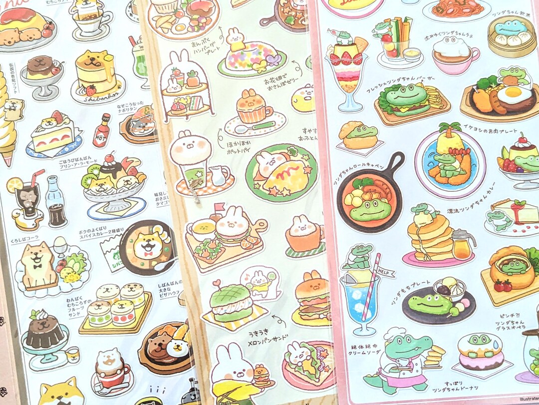 Character Cafes | 1 or 3 Pcs Set | MINDWAVE | Sticker Sheet | Animals Food Restaurant Omelette ...